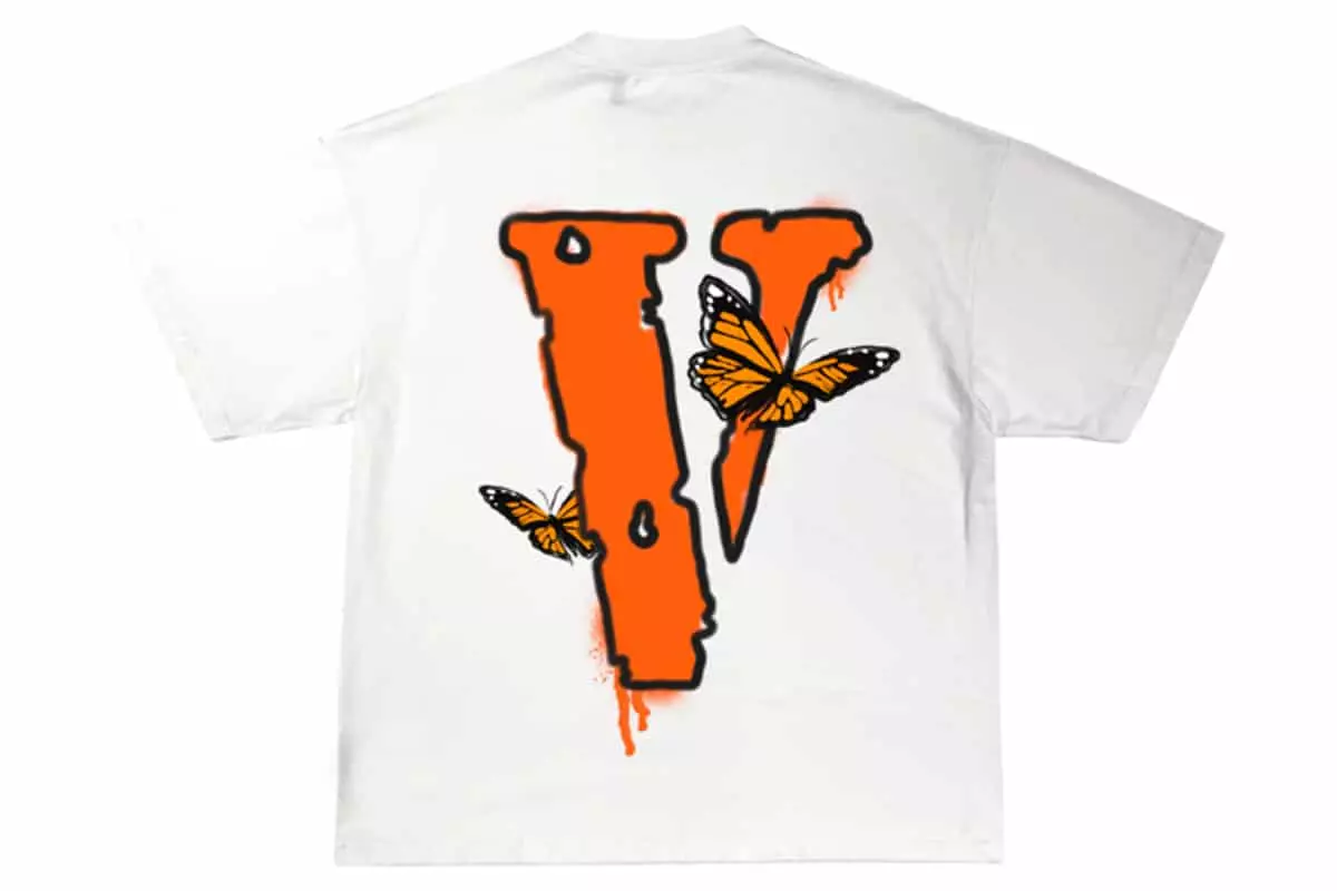 Juice wrld x vlone butterfly t shirt na puti