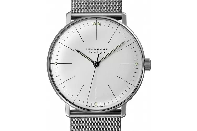 max bill manual lines junghans design silver watch