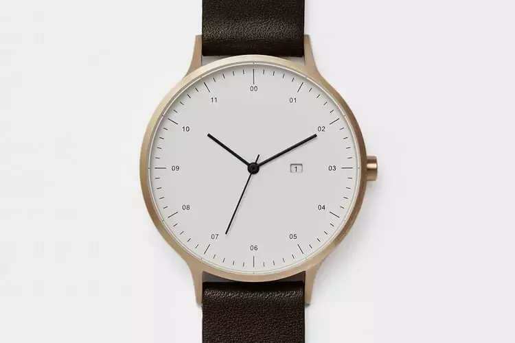 jam tangan instrmnt 01 b arloji putih kosong dengan tali coklat