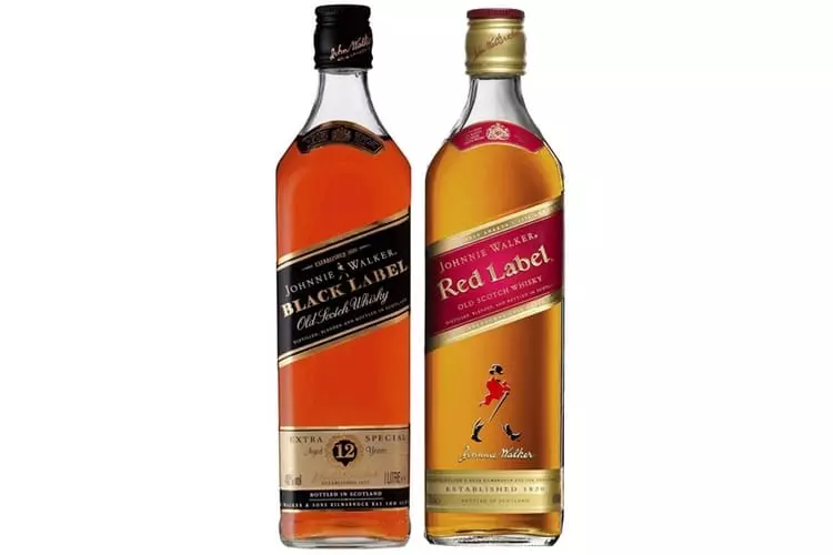 black label a red label whisky