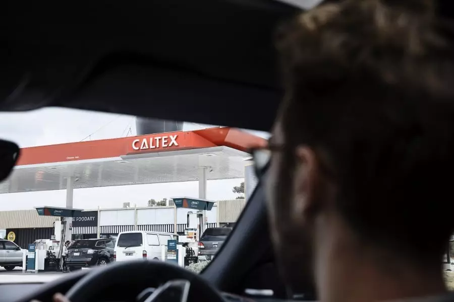 Caltex vue à l'intérieur de la voiture