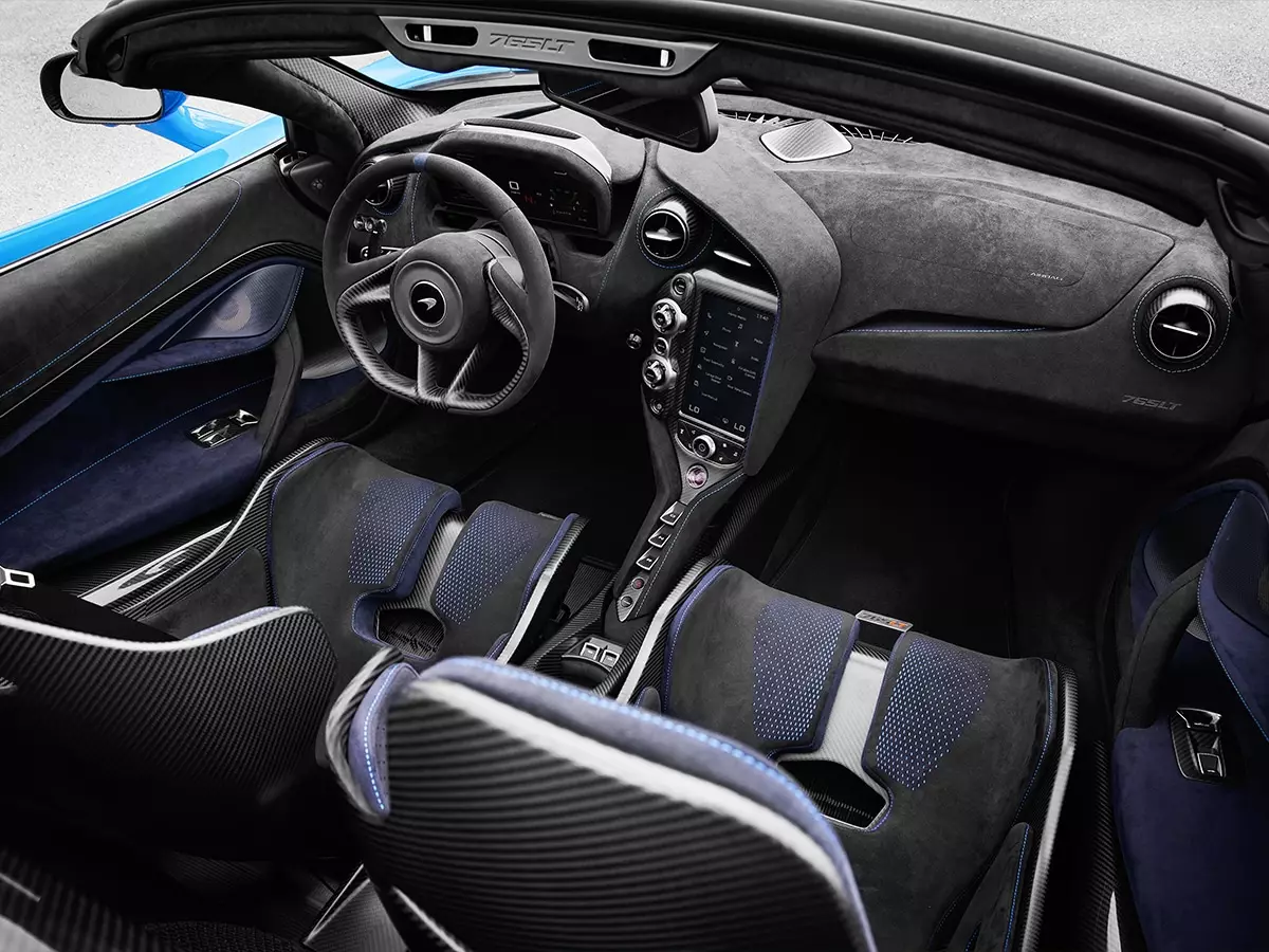 Ang mclaren 765lt spider blue interior