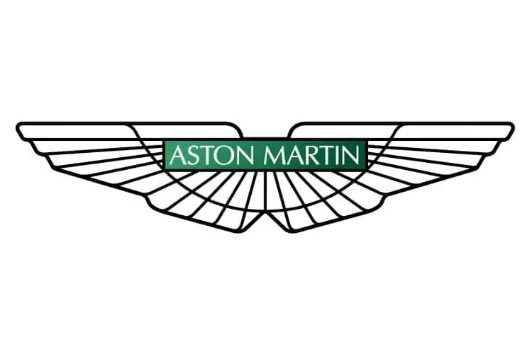 Aston martin car arwyddlun ag adenydd