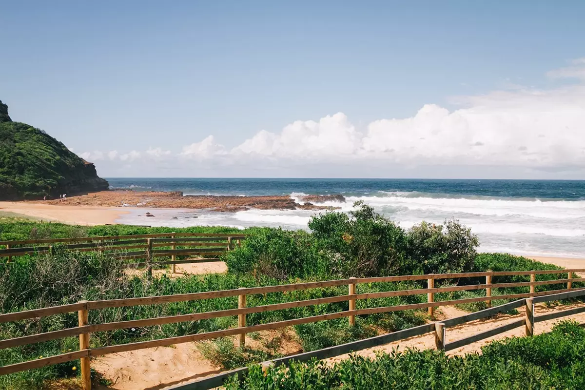 Vista á praia do océano avoca