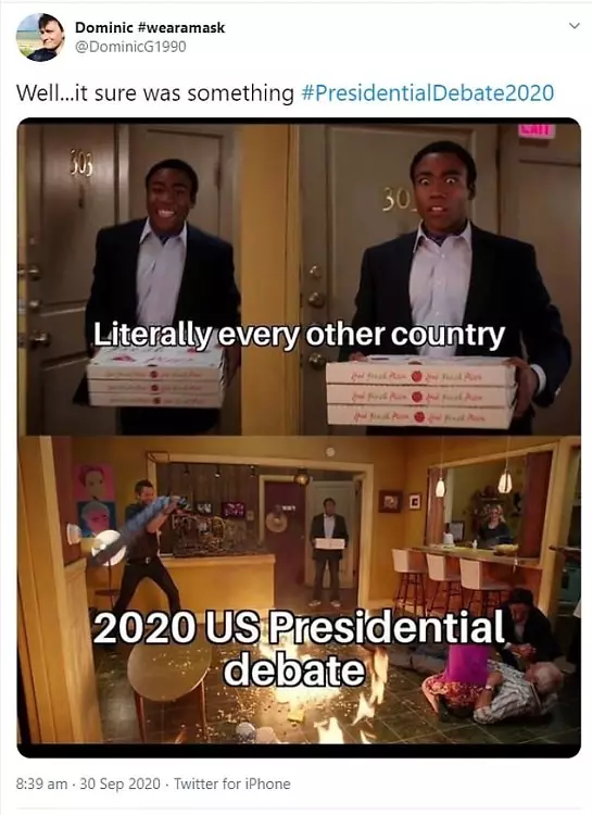 Meme de debat presidencial utilitzant una escena de Community