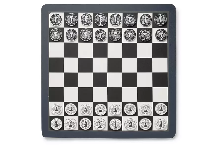 Kompletet më të mira të shahut - Damë lëkure e kthyeshme William & Son dhe tabelë shahu
