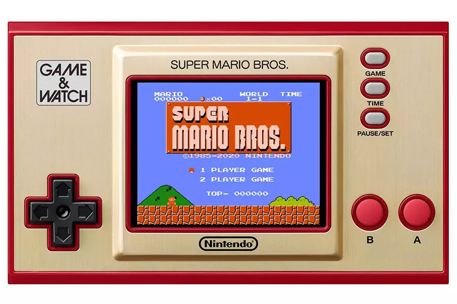 Game and Watch sit die oorspronklike super mario bros op 'n handheld front