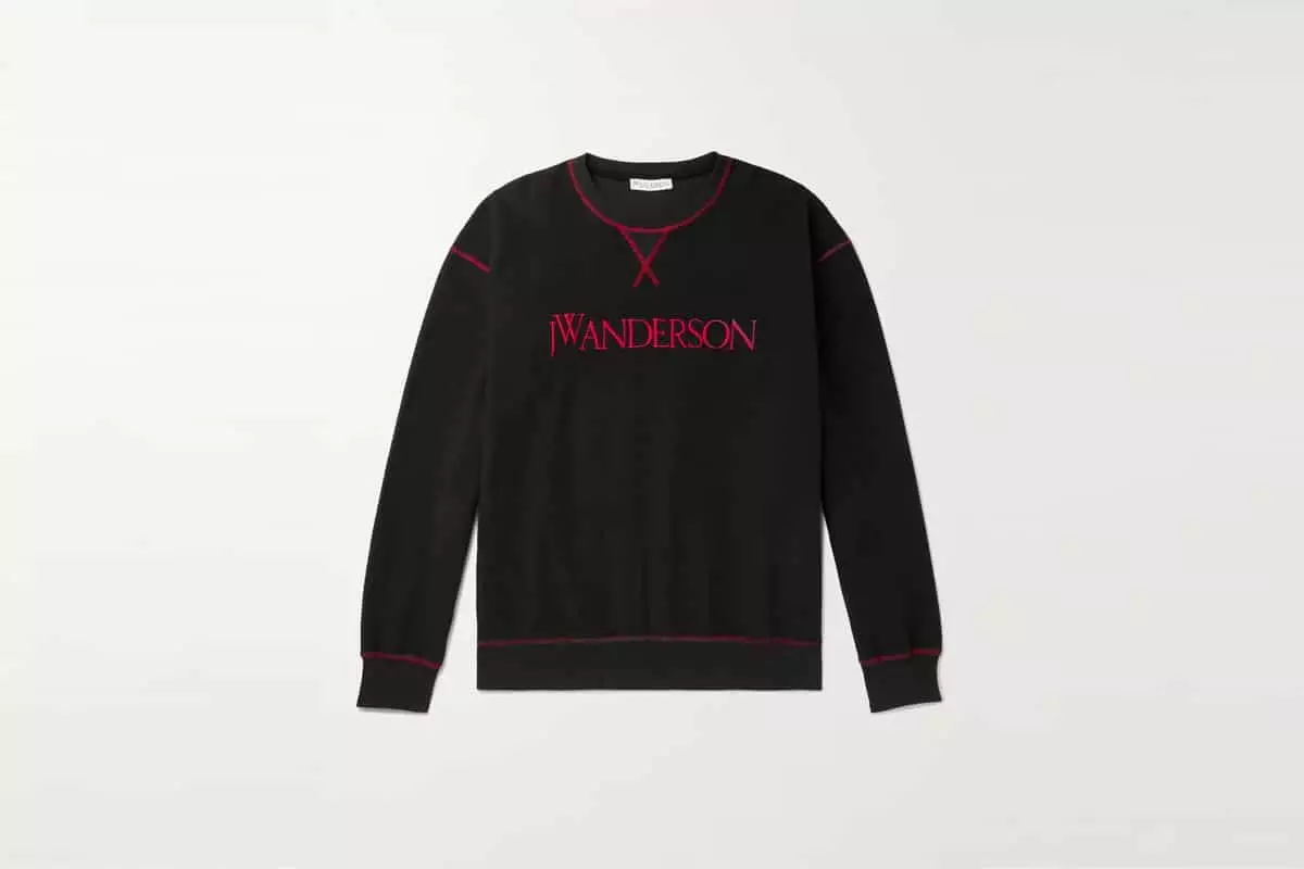 Mr porter vindt jwa logo geborduurd loopback katoenen jersey sweatshirt