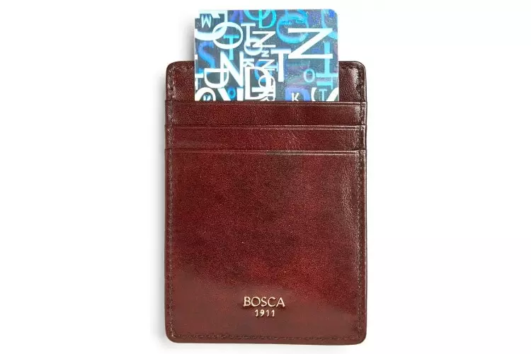 bosca leather money clip සහ card wallet