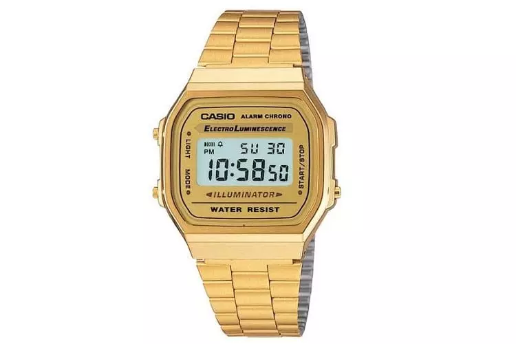 klasické digitálne hodinky casio zlaté