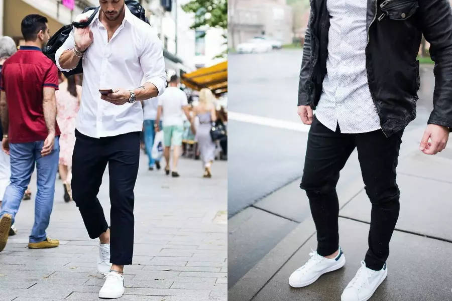 Kako nositi bijele cipele s crnim farmerkama 3080_5