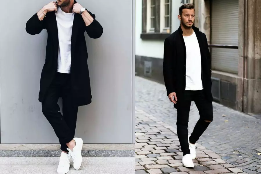 Kako nositi bijele cipele s crnim farmerkama 3080_8