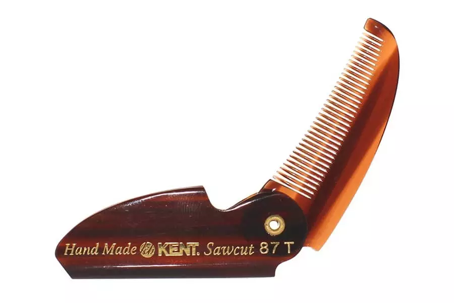 Kent 87T ograničeno izdanje, ručno rađeni češalj za bradu i brkove s finim zubima, džepni sklopivi češalj