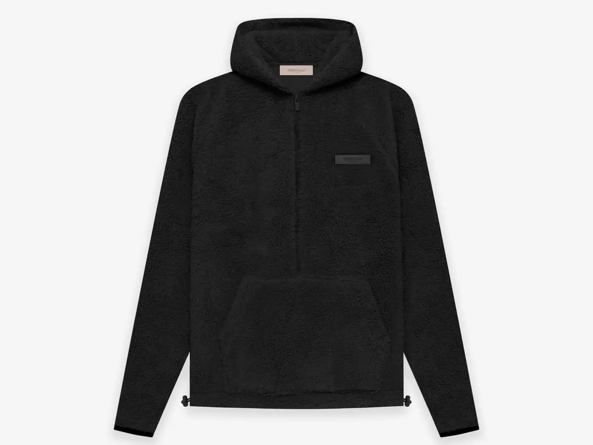 Takot sa diyos polar fleece half zip hoodie black
