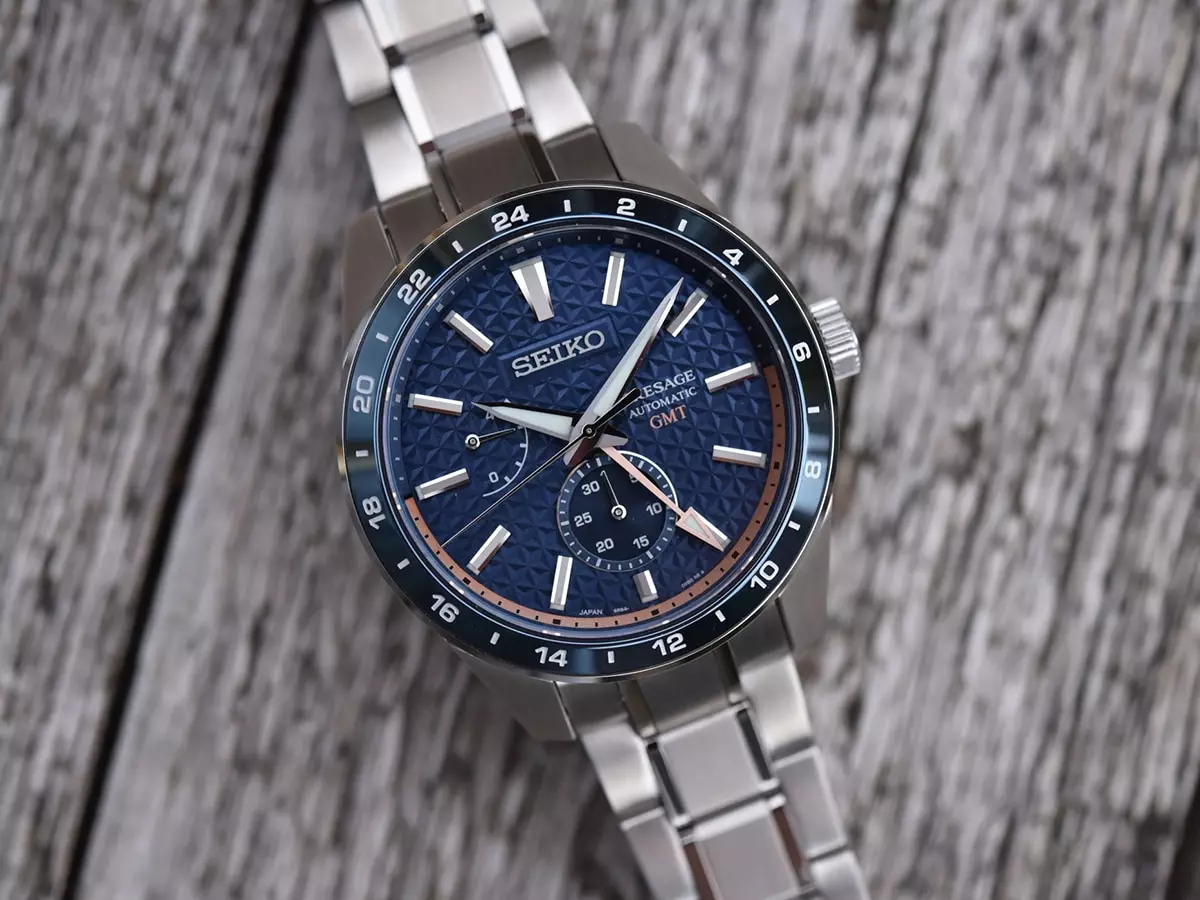 นาฬิกา seiko presage ขอบคม gmt series สีน้ำเงิน