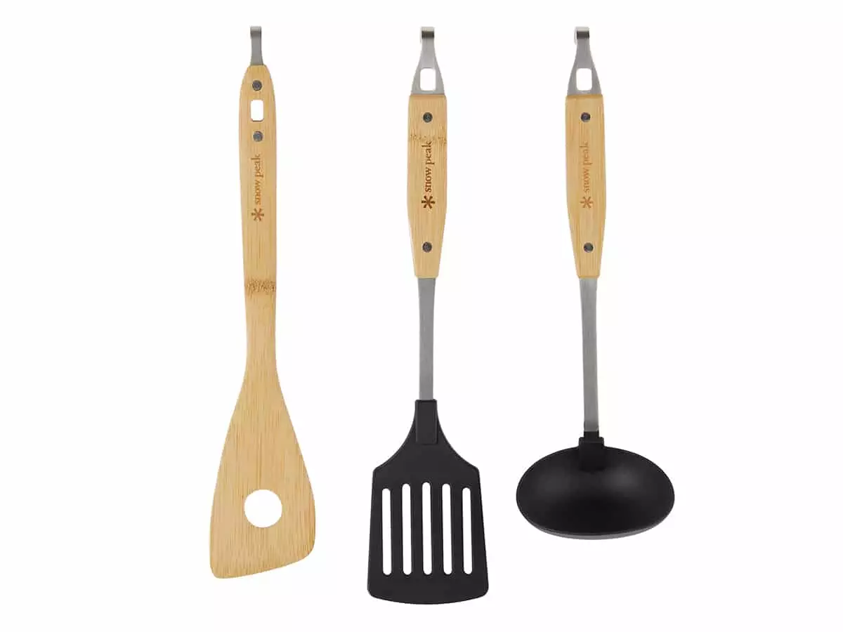 snow peak silver bamboo kitchen tool set