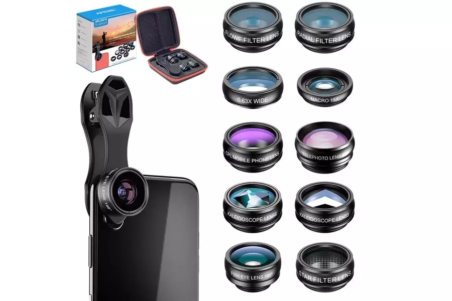 Комплект обективи за камера за мобилен телефон apexel 10 в 1