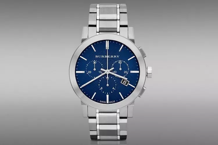 burberry chronograph blár skífa úr ryðfríu stáli bu9363