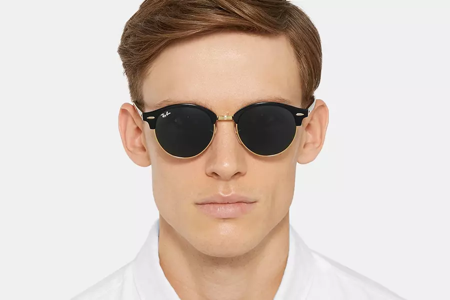 Ray-Ban Clubmaster Поларизирани очила за сонце со тркалезна рамка Ацетат и златен тон Водич за божиќен подарок Стилски маж