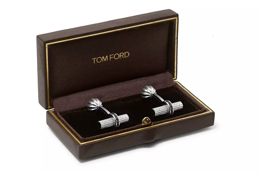 Treoir Bronntanais Nollag só Tom Ford 18-Karat White Gold Diamond Cufflinks