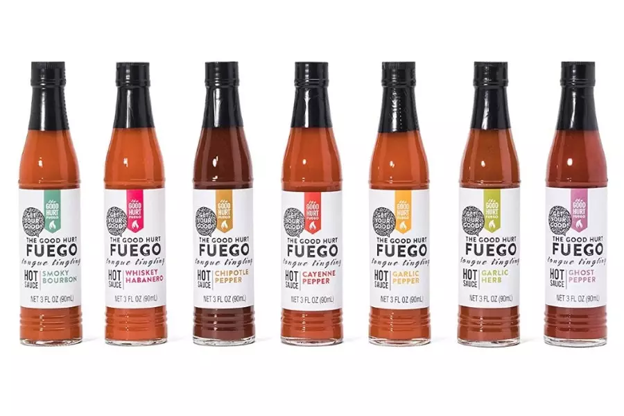 den gode onde fuego hot sauce sampler-pakke