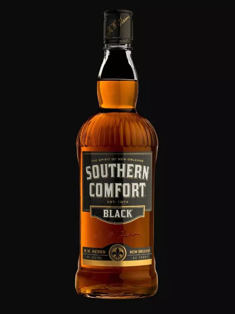 jižní komfortní černá láhev whisky