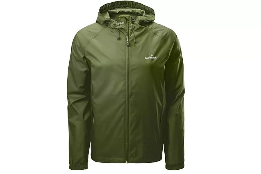 Kathmandu Pocket-it Male's Hooded Water Resistant Packaway Light Rain Jacket