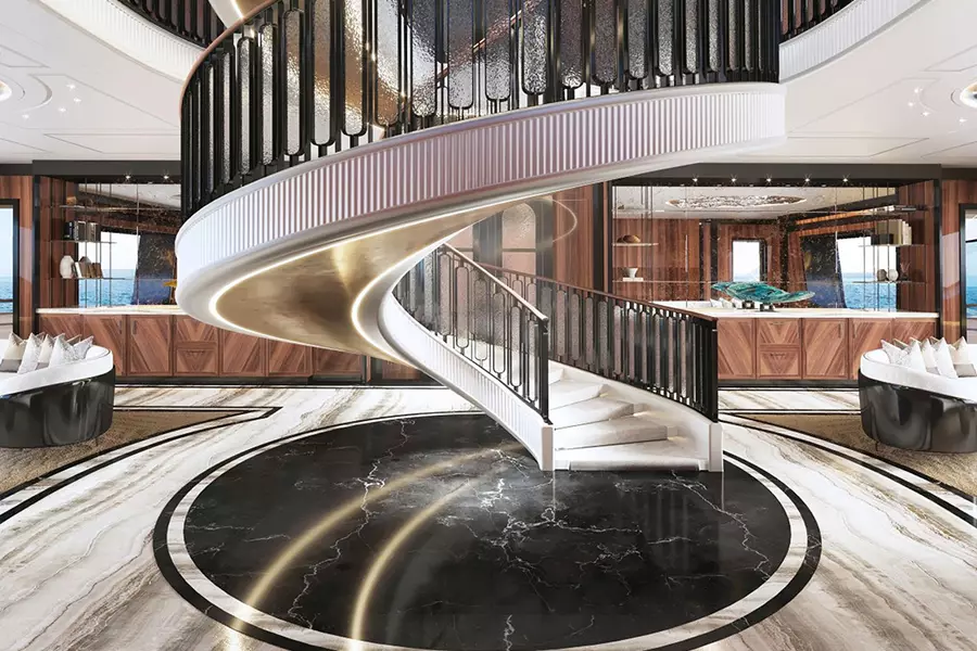 Tfotiadis Design 95m Ultra2 超级游艇楼梯