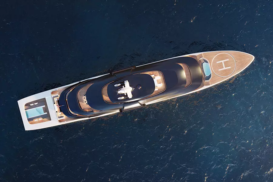 Tfotiadis Design 95m Ultra2 Super Yacht ទិដ្ឋភាពពីលើអាកាស