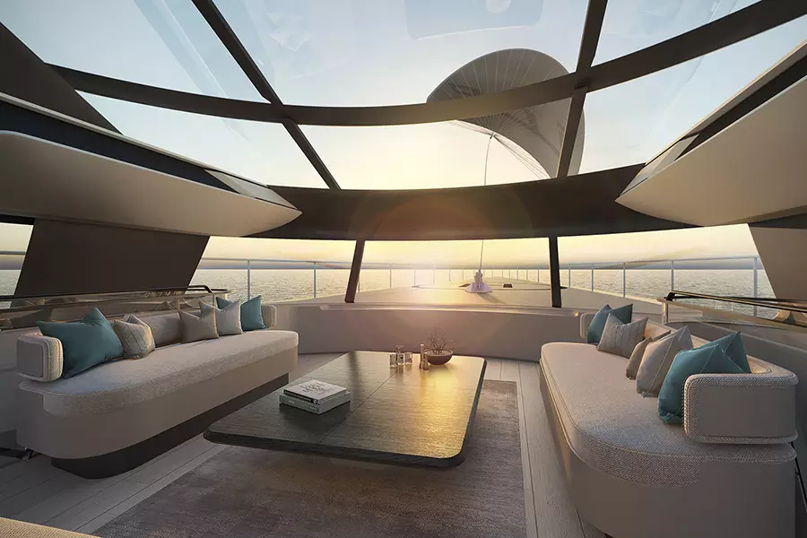 Uyilo lweYacht eBomvu Ice Kite Superyacht lounge