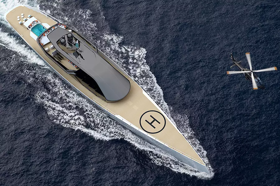 Uyilo lweYacht eBomvu ye-Ice Kite Superyacht