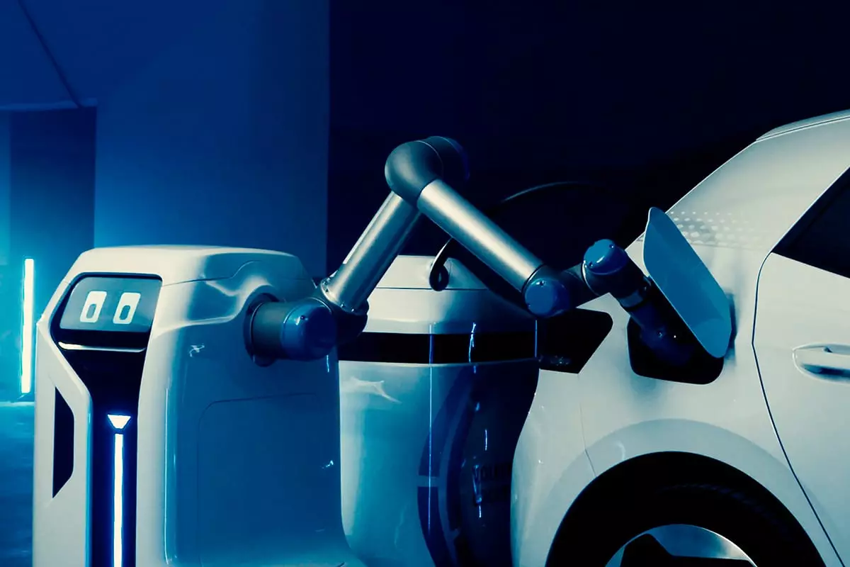 VW mobiliojo įkrovimo roboto rankena